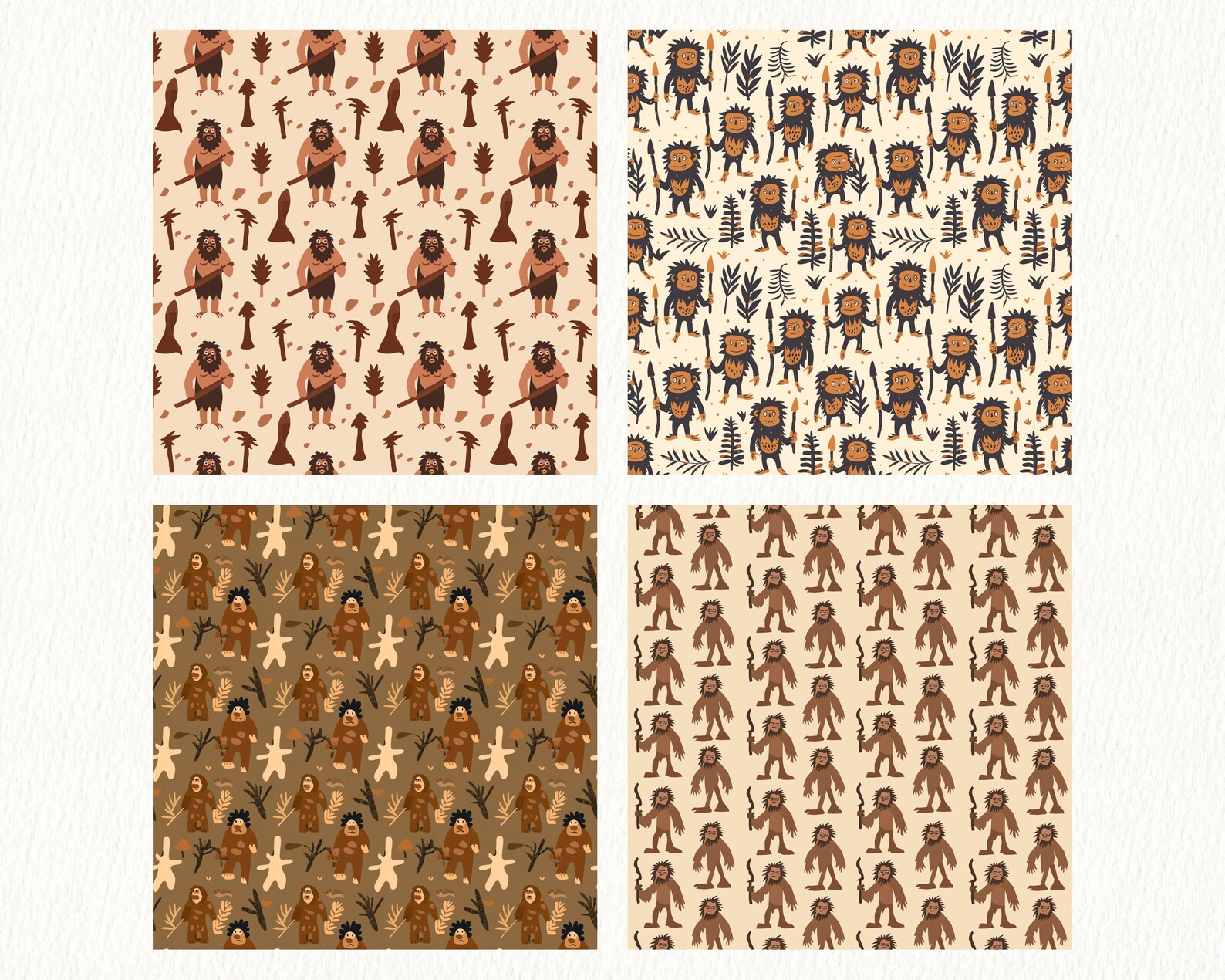 Caveman Pattern Seamless Digital Papers - Printable Scrapbook Paper ...