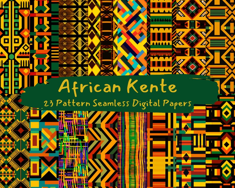 African Kente Pattern Seamless Digital Papers Tile Patterns Printable ...
