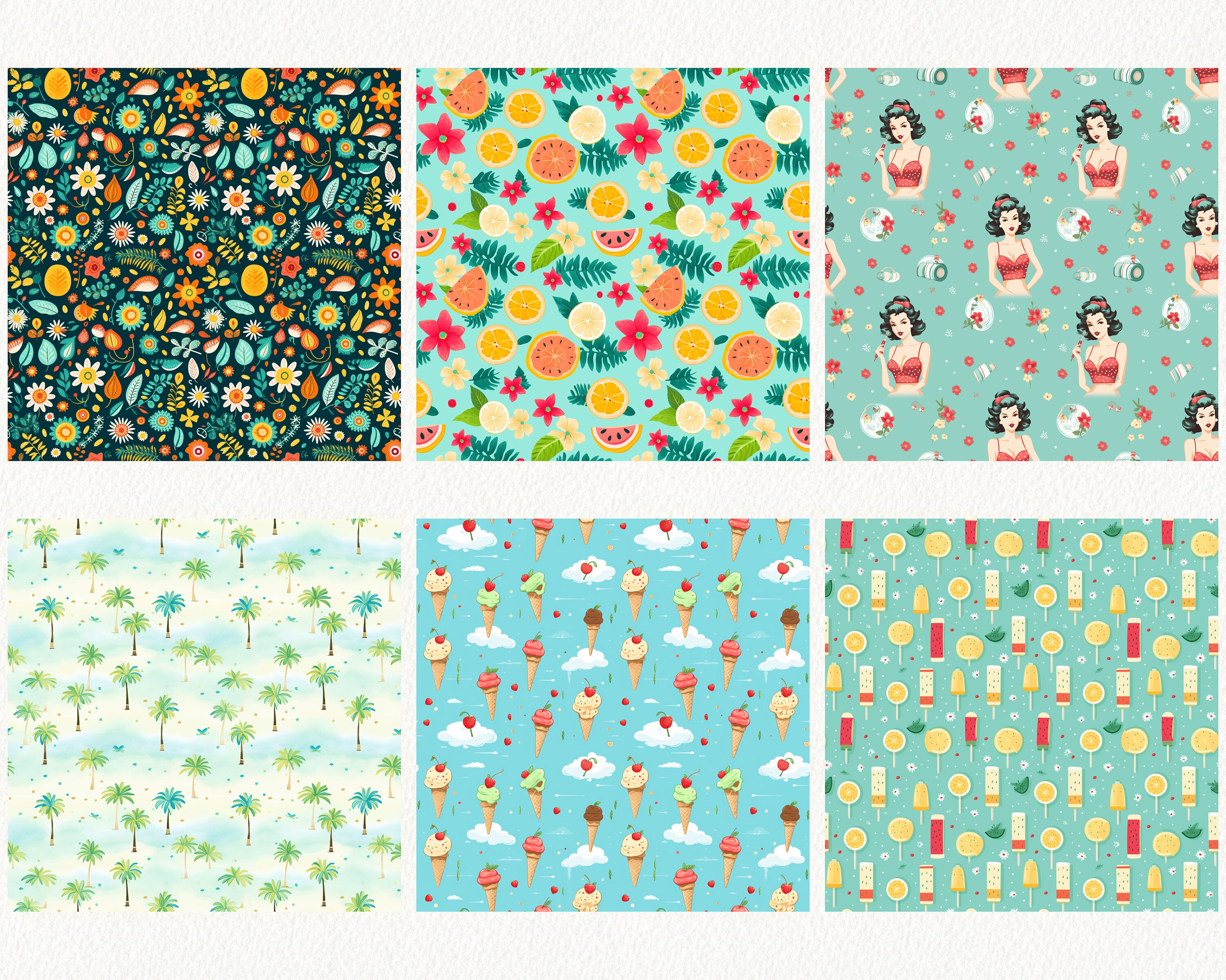 Summer Season Pattern Seamless Printable Patterns, Instant Download ...