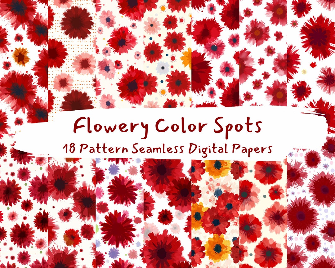 Flowery Color Spots Pattern Seamless Digital Papers - Printable ...