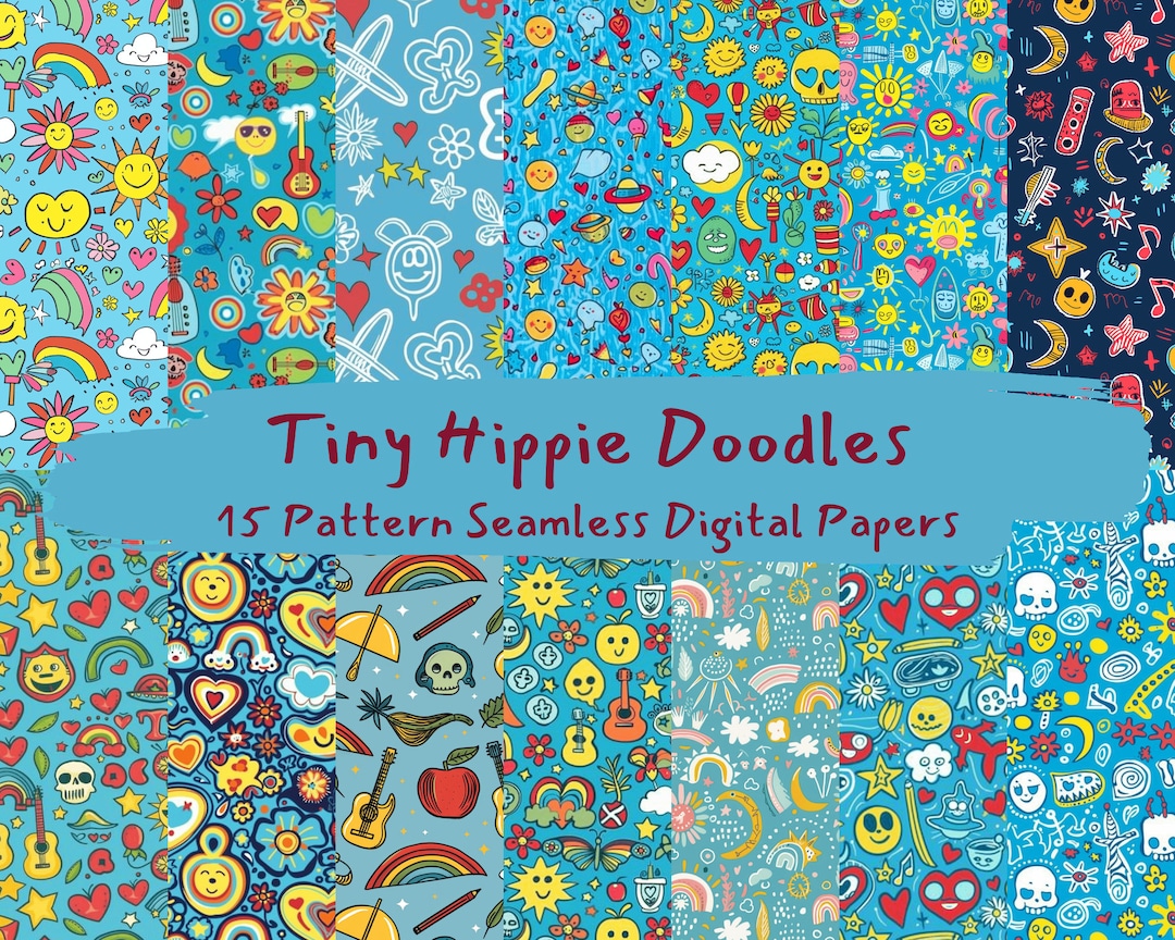 Tiny Hippie Doodles Pattern Seamless Digital Papers - Printable ...