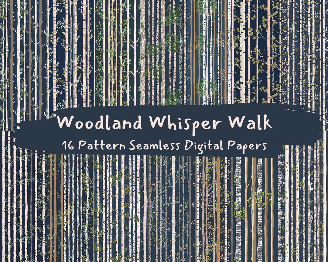 Woodland Whisper Walk Pattern Seamless Digital Papers - Printable ...