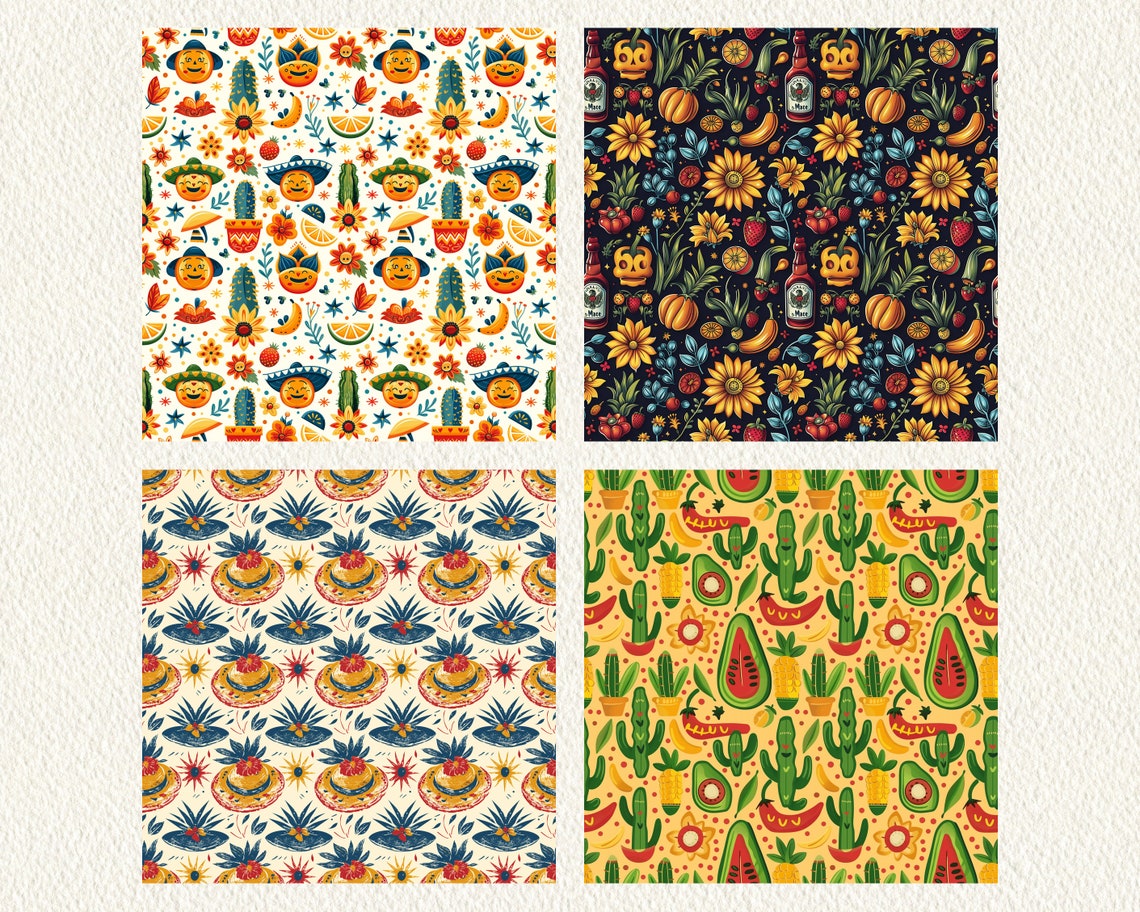 Cinco De Mayo Pattern Seamless Digital Papers - Printable Scrapbook ...