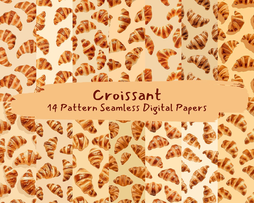 Croissant Pattern Seamless Digital Papers - Printable Scrapbook Paper ...