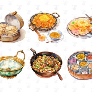 Indian Cuisine, Digital Printable Clip Art Graphics in PNG Format ...