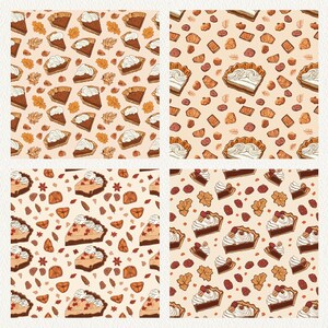 Pie Thanksgiving Pattern Seamless Digital Papers - Printable Scrapbook ...