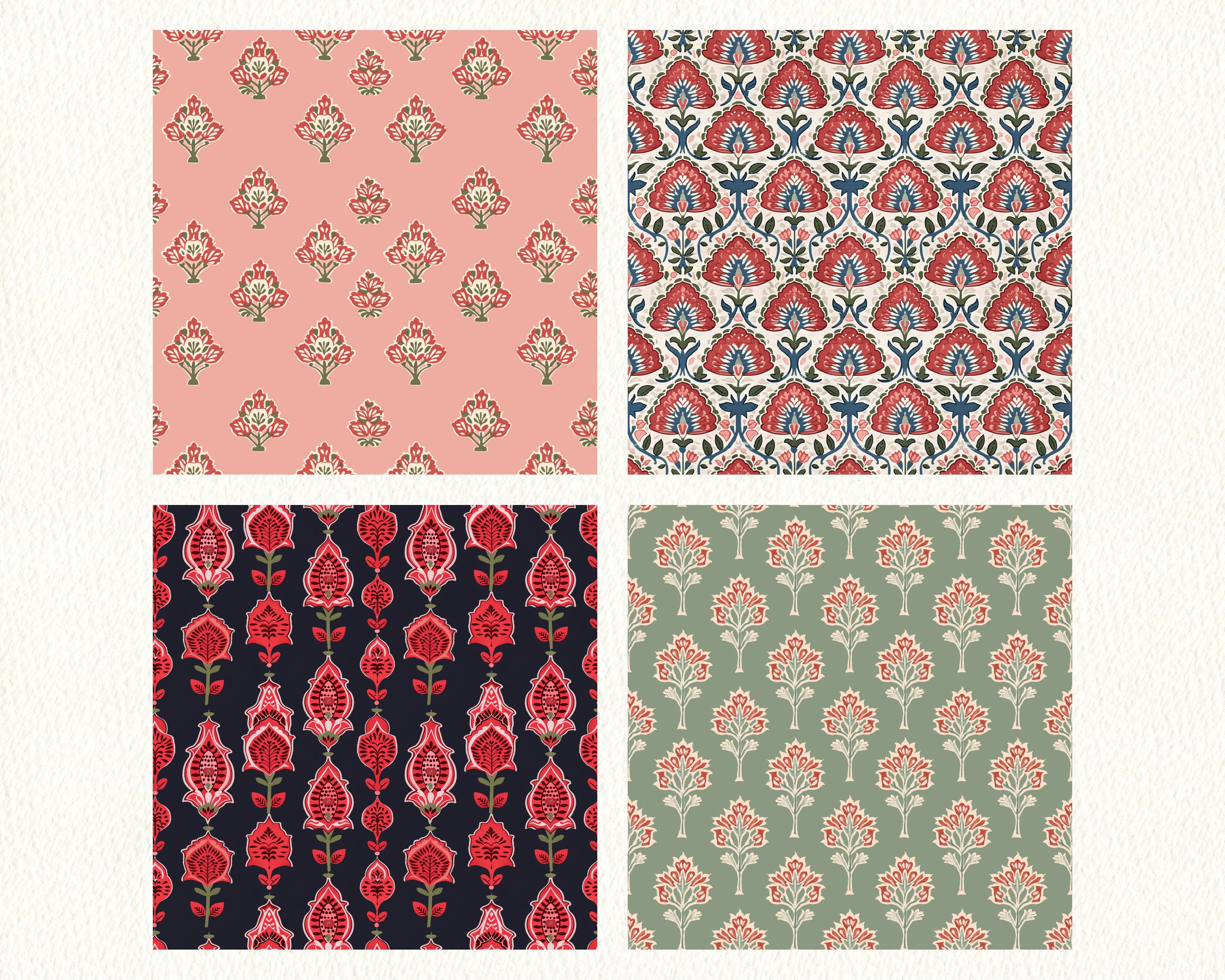 Indian Floral Pattern Seamless Digital Papers - Printable Scrapbook ...
