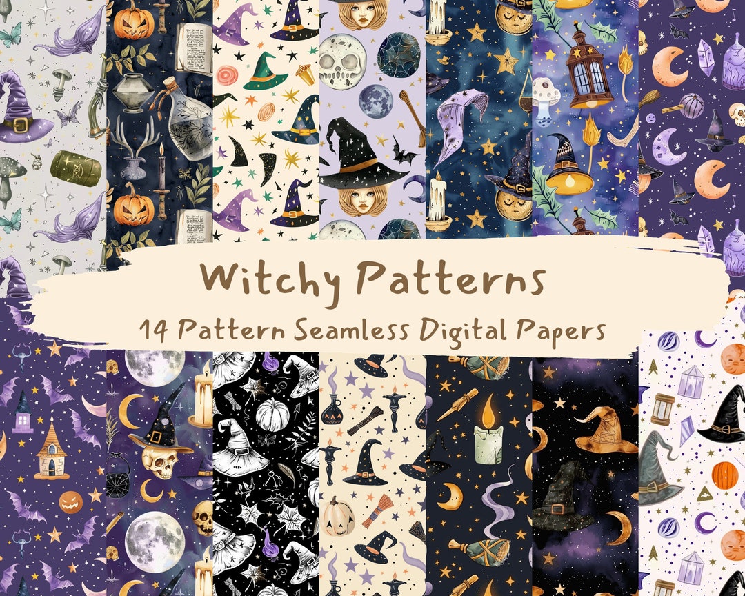 Witchy Patterns Pattern Seamless Digital Papers - Printable Scrapbook ...