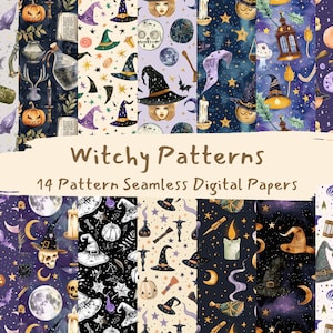 Witchy Patterns Pattern Seamless Digital Papers - Printable Scrapbook ...