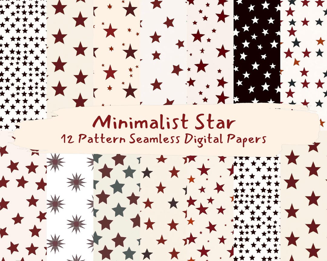 Minimalist Star Pattern Seamless Digital Papers - Printable Scrapbook ...