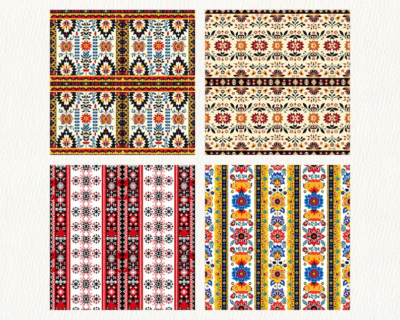 Bulgarian Folklore Pattern Seamless Digital Papers Printable Scrapbook ...