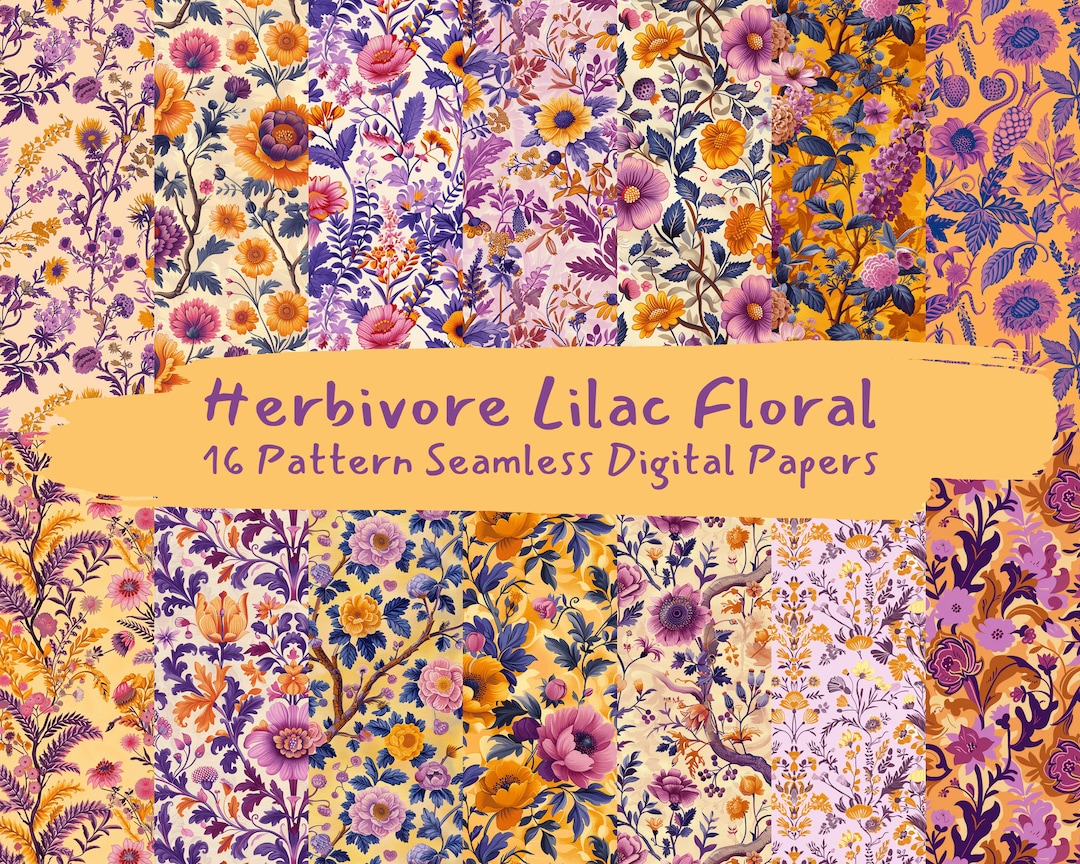 Herbivore Lilac Floral Pattern Seamless Digital Papers - Printable ...