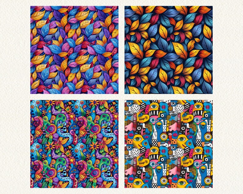 Zentangle Art Pattern Seamless Digital Papers - Printable Scrapbook ...