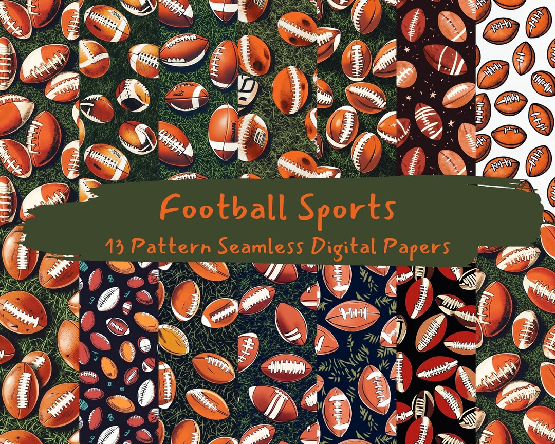Football Sports Pattern Seamless Digital Papers - Printable Scrapbook ...