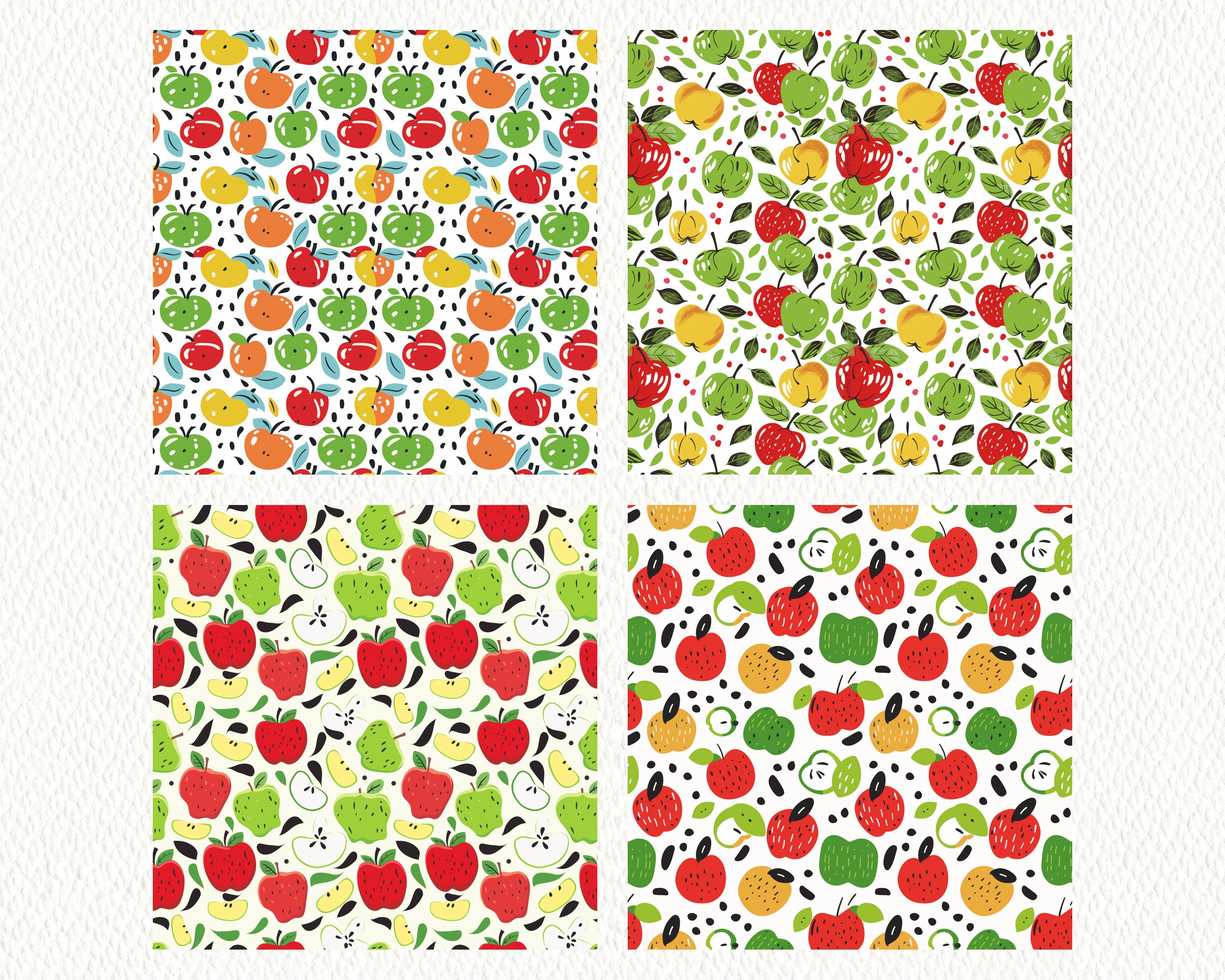 Fresh Apples Pattern Seamless Digital Papers - Printable Scrapbook ...