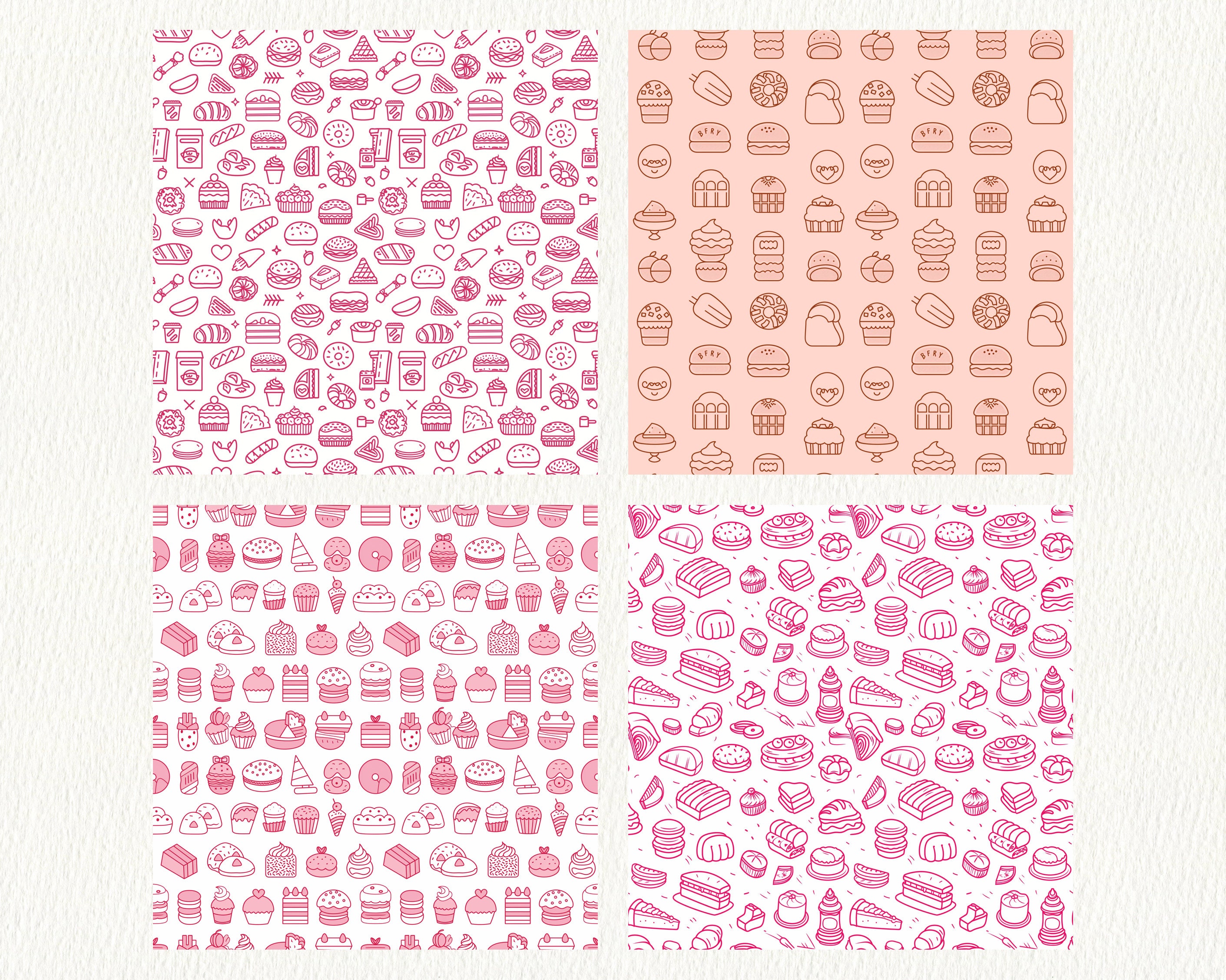 Bakery Icons Pattern Seamless Digital Papers Printable Scrapbook Paper ...