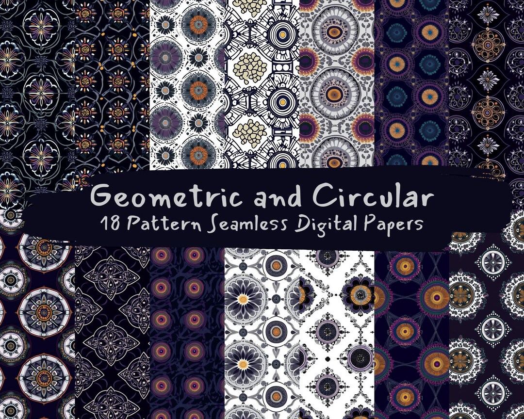 Geometric and Circular Pattern Seamless Digital Papers - Printable ...