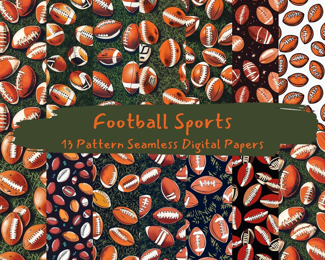 Football Sports Pattern Seamless Digital Papers Printable Scrapbook ...