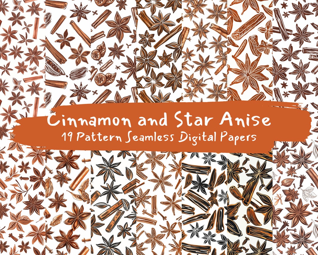 Cinnamon and Star Anise Pattern Seamless Digital Papers - Printable ...