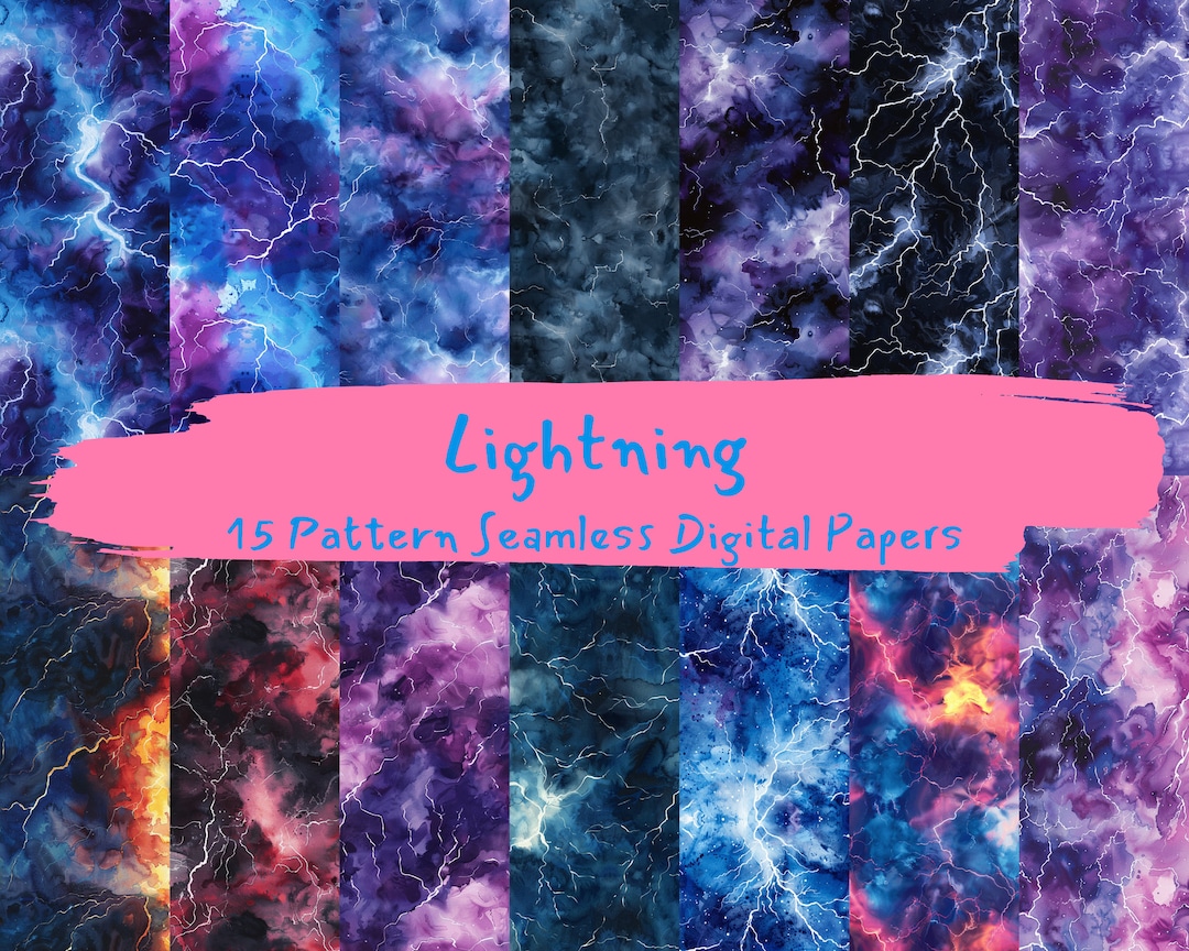 Lightning Pattern Seamless Digital Papers - Printable Scrapbook Paper ...
