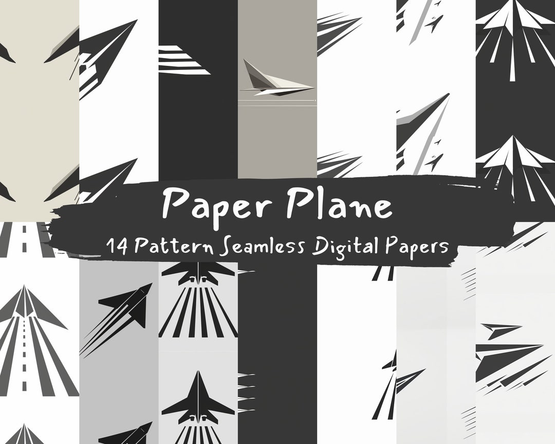 Paper Plane Pattern Seamless Digital Papers - Printable Scrapbook Paper ...