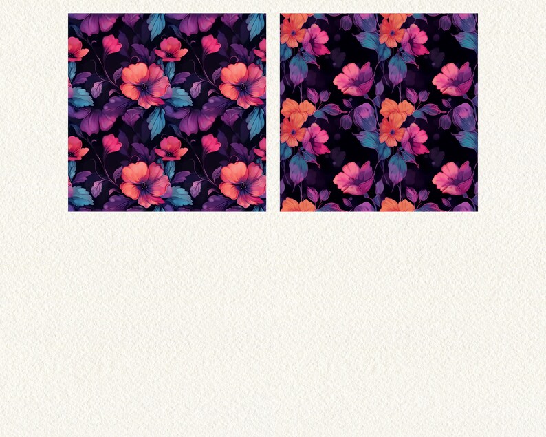 Pink Purple Coral Floral Pattern Seamless Digital Papers - Printable ...