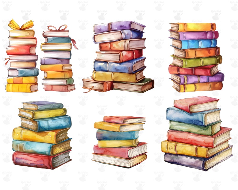 Watercolor Books Printable Clipart, Png Format, Transparent Background ...