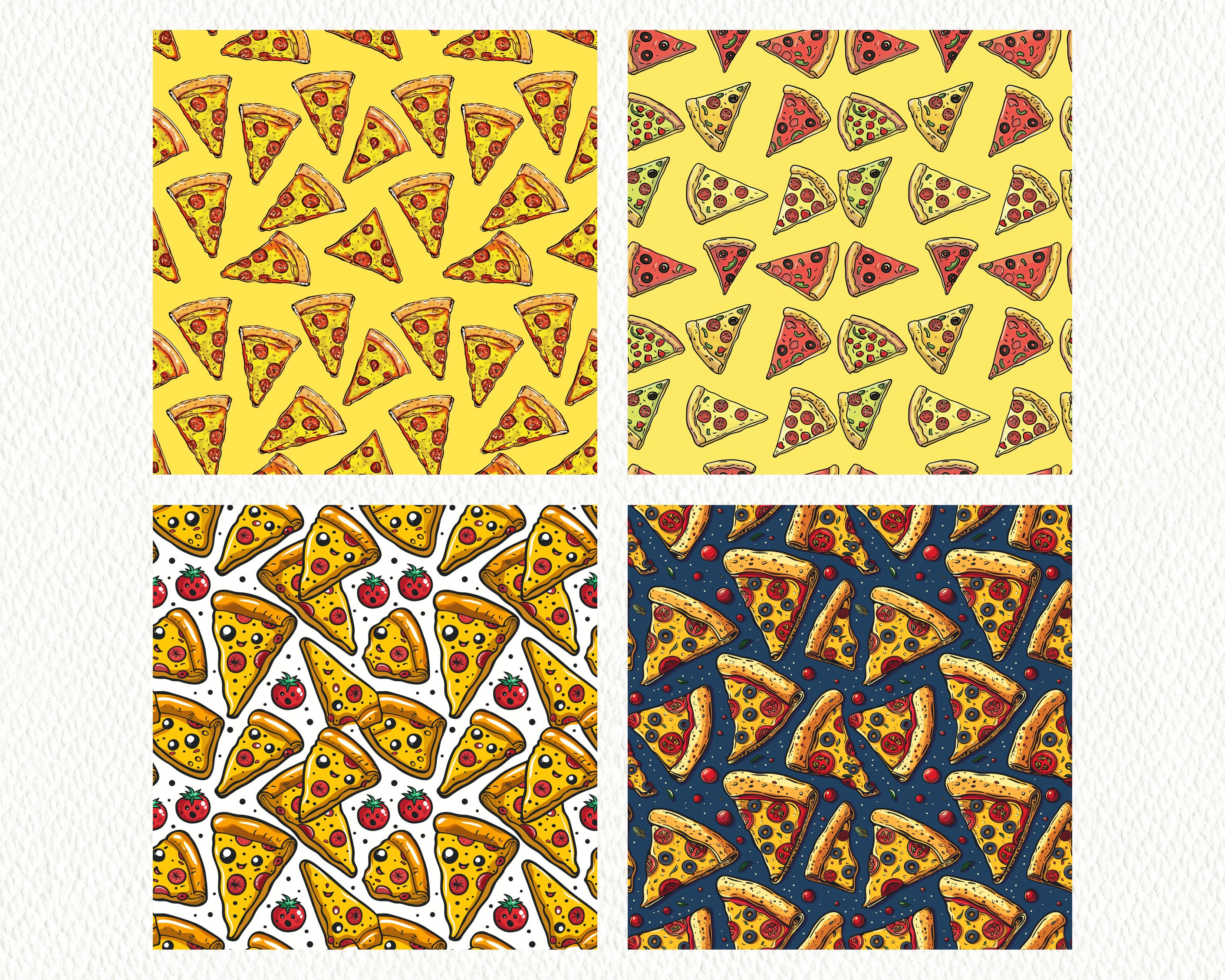 Pizza Party Pattern Seamless Digital Papers - Printable Scrapbook Paper ...