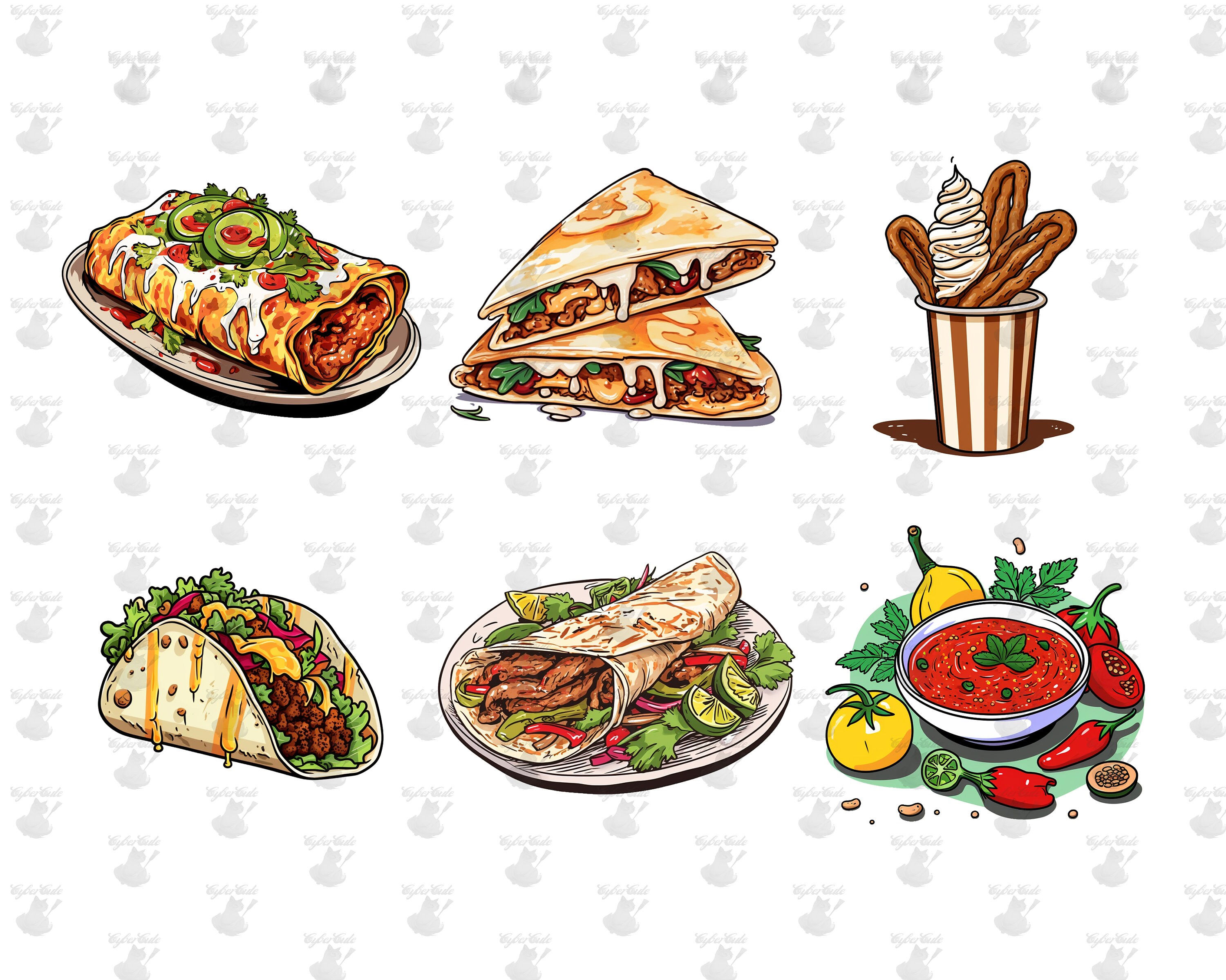 Mexican Street Food, Spanish, Hispanic, Digital Clip Art Graphics in ...