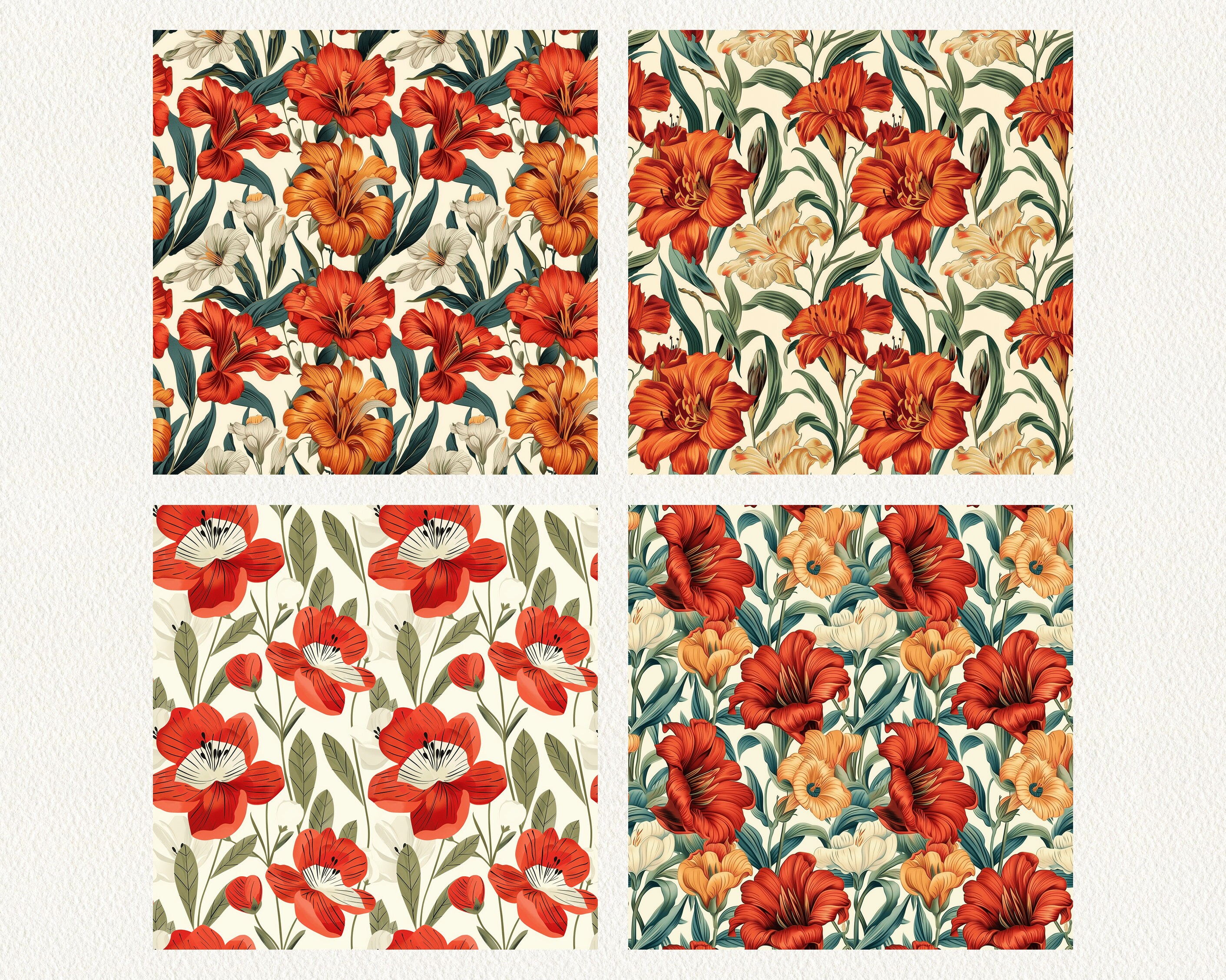 Peruvian Blooms Pattern Seamless Digital Papers - Printable Scrapbook ...
