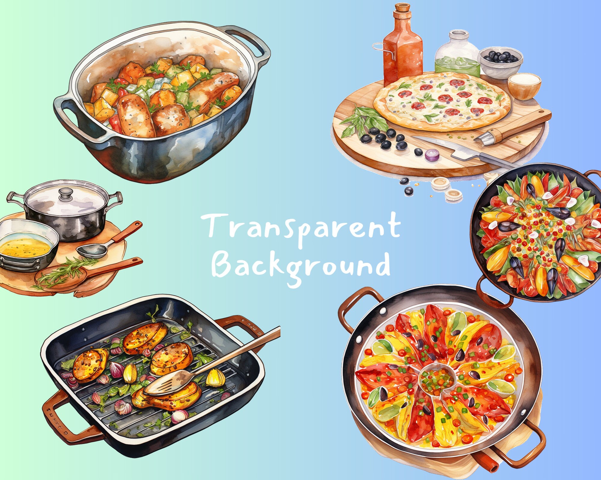 European Food Digital Printable Clip Art Graphics in PNG - Etsy