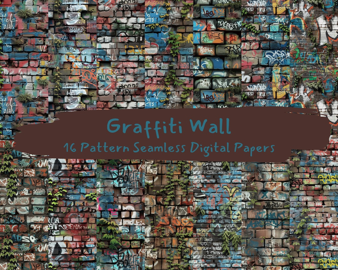 Graffiti Wall Pattern Seamless Digital Papers - Printable Scrapbook ...