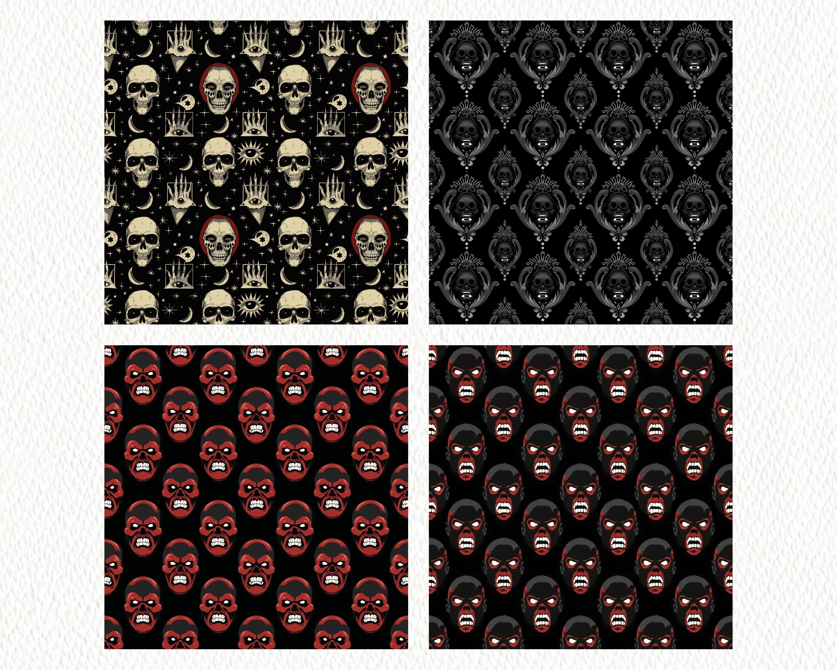 Horror Goth Art Pattern Seamless Digital Papers - Printable Scrapbook ...
