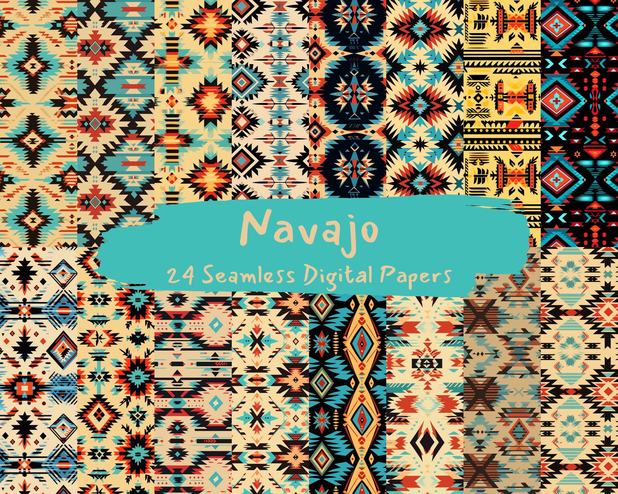 Navajo Pattern Seamless Digital Papers Png Tile Patterns Printable ...