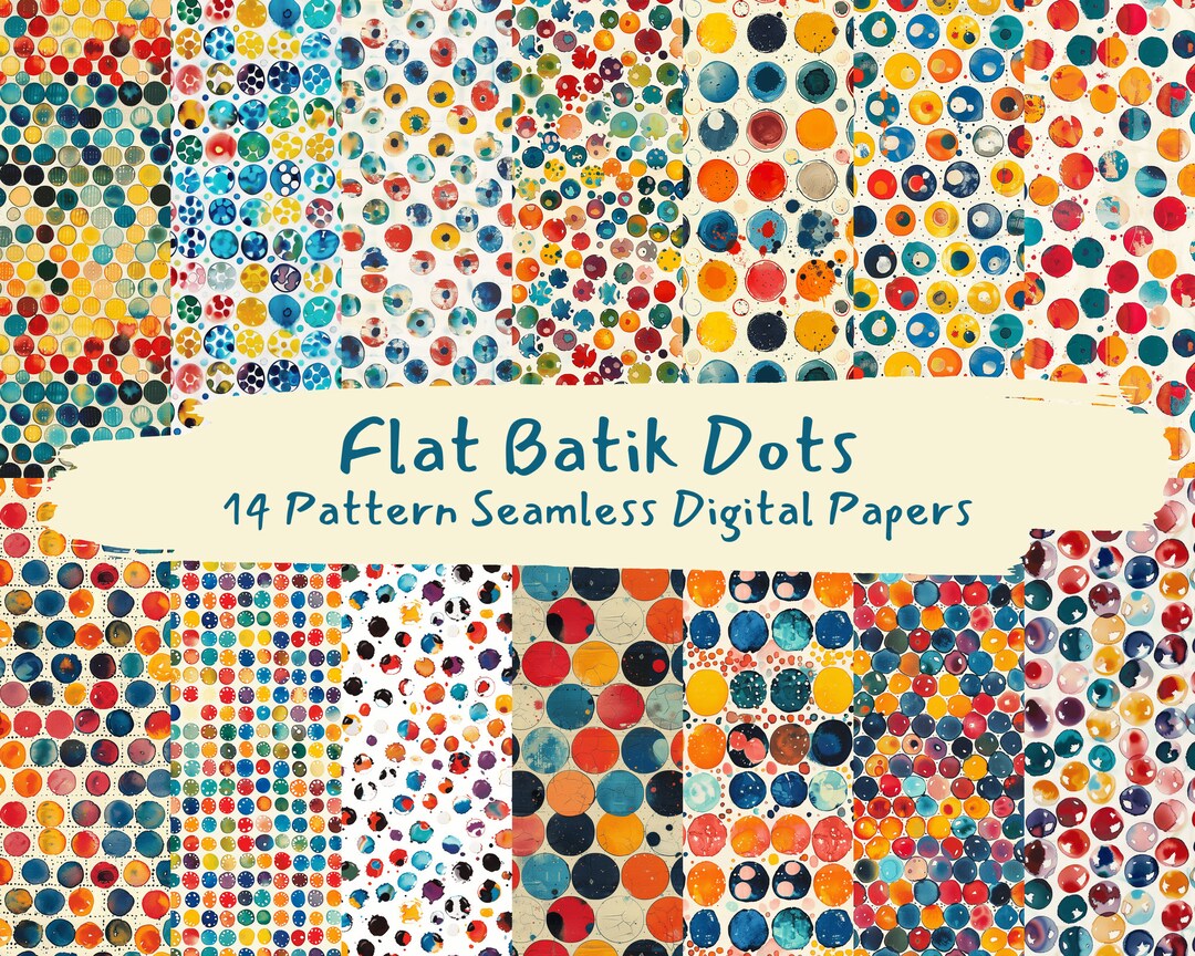 Flat Batik Dots Pattern Seamless Digital Papers - Printable Scrapbook ...