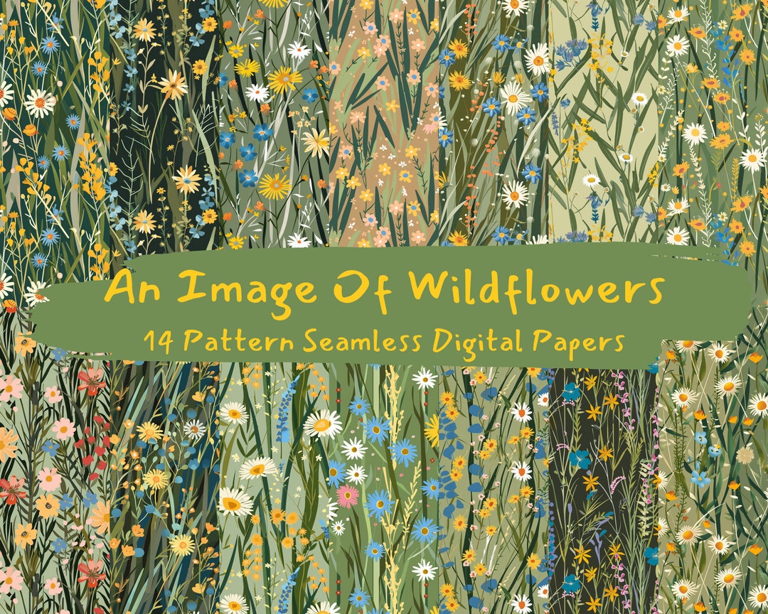 An Image of Wildflowers Pattern Seamless Digital Papers - Printable ...