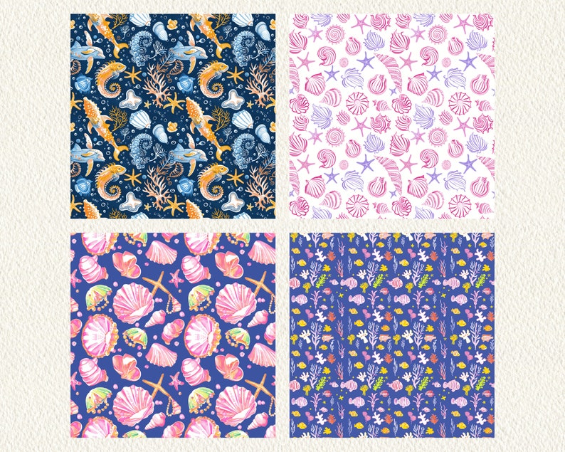 Treasures of the Ocean Pattern Seamless Digital Papers Printable ...