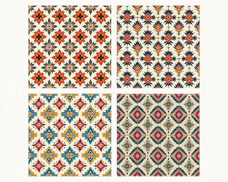 Indian Motifs Pattern Seamless Digital Papers - Printable Scrapbook ...