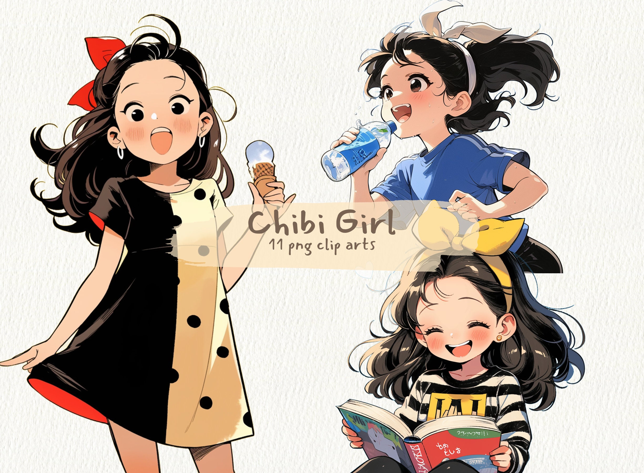 Chibi Girl Printable Clipart, Png Format, Transparent Background ...