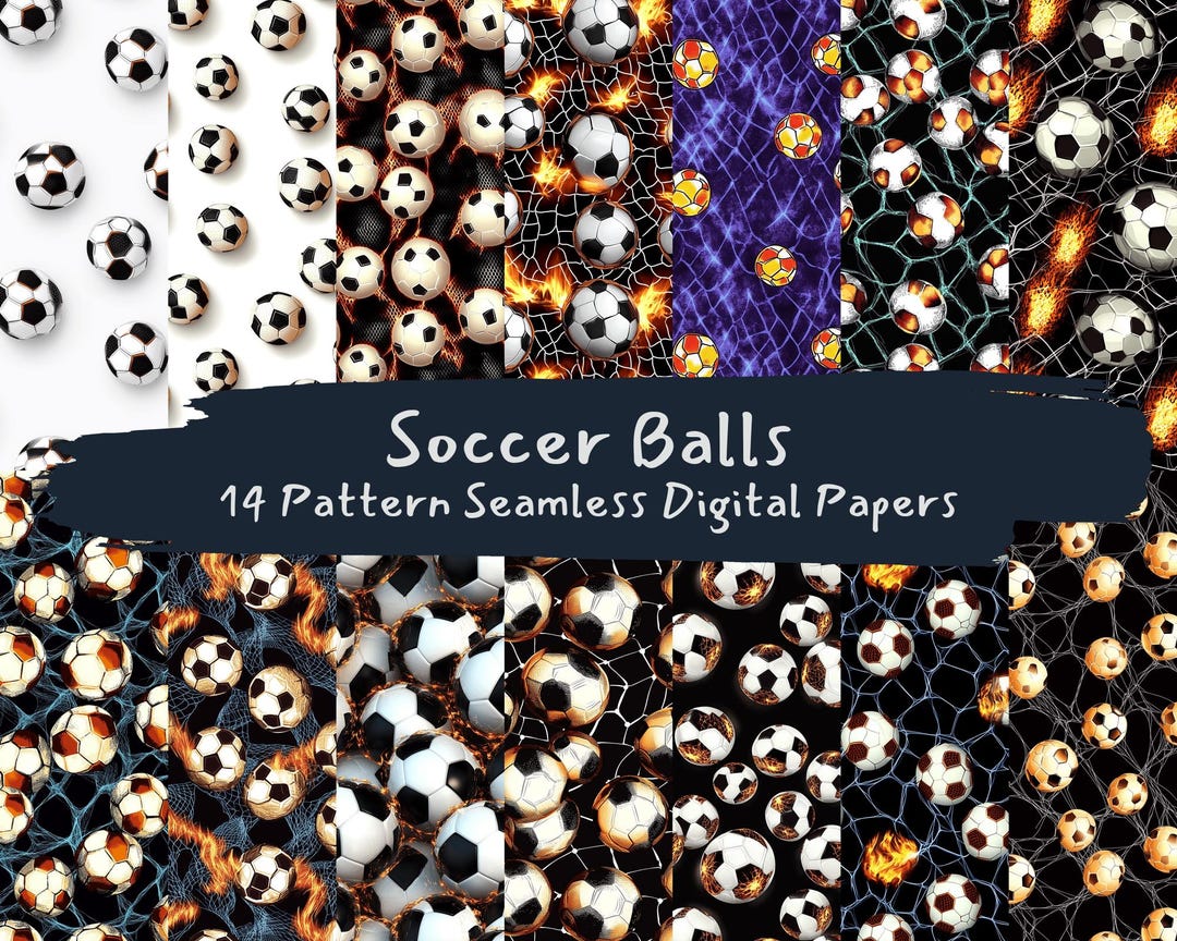 Soccer Balls Pattern Seamless Digital Papers - Printable Scrapbook ...