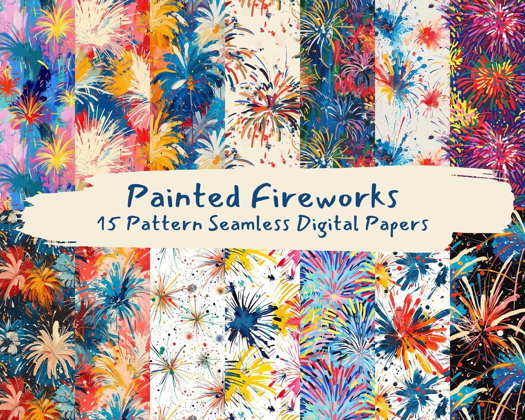 Painted Fireworks Pattern Seamless Digital Papers - Printable Scrapbook ...