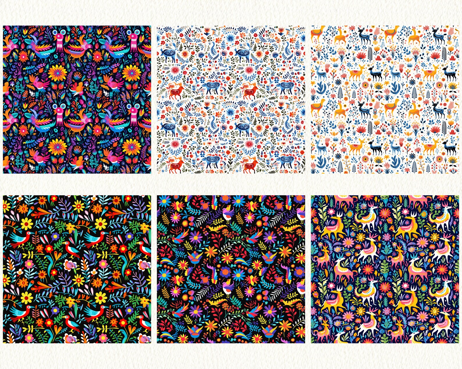 Otomi Embroidery Pattern Seamless Digital Papers Tile Patterns ...