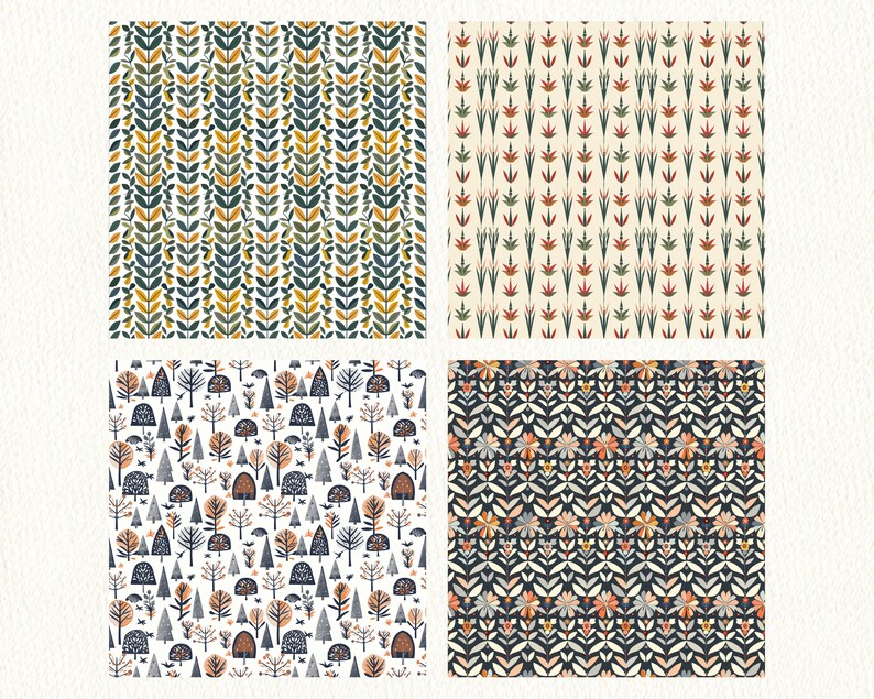 Flat Scandinavian Pattern Seamless Digital Papers - Printable Scrapbook ...