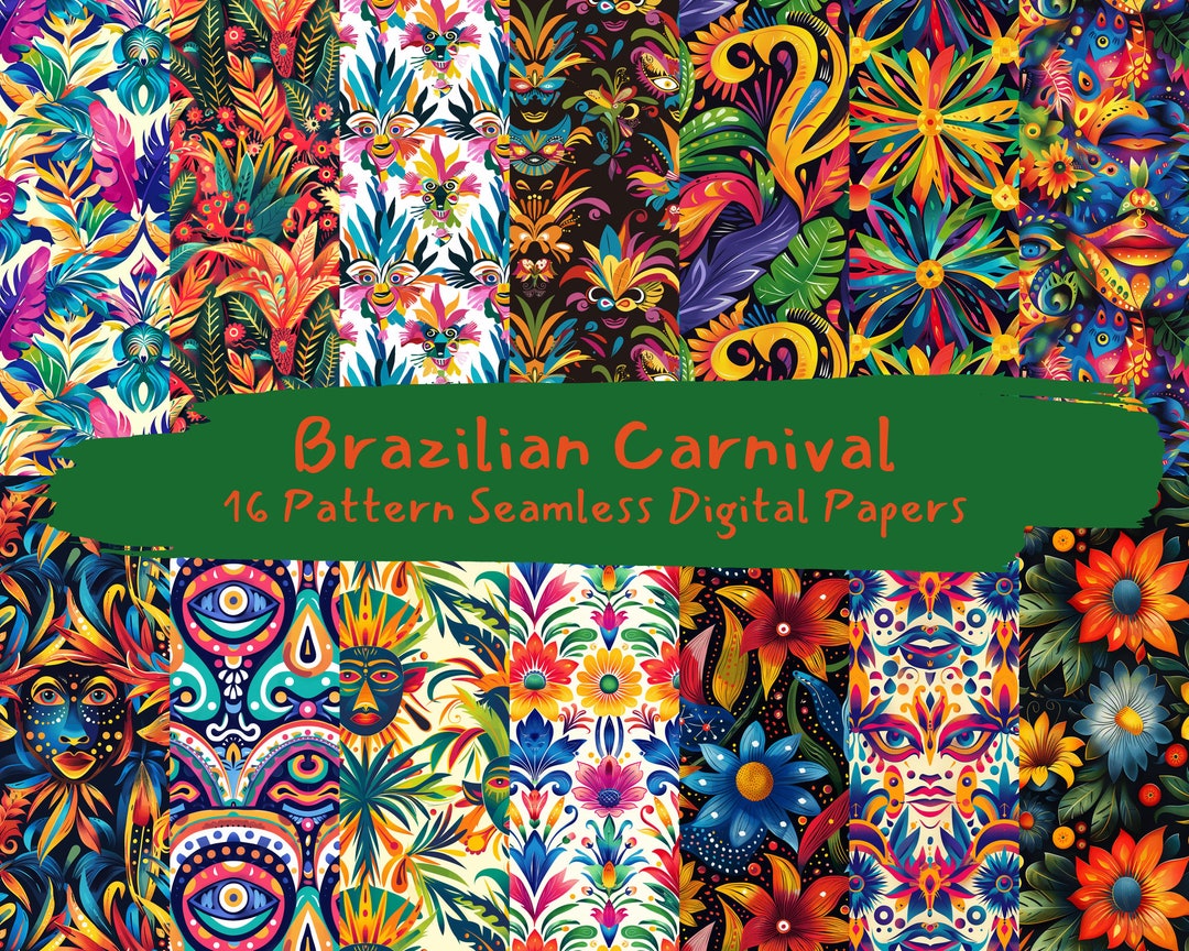 Brazilian Carnival Pattern Seamless Digital Papers - Printable ...