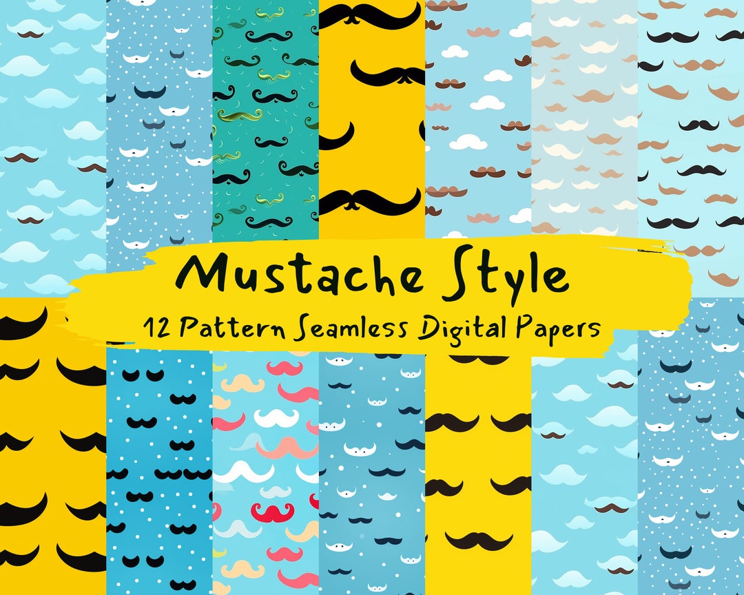 Mustache Style Pattern Seamless Digital Papers - Tile Patterns ...
