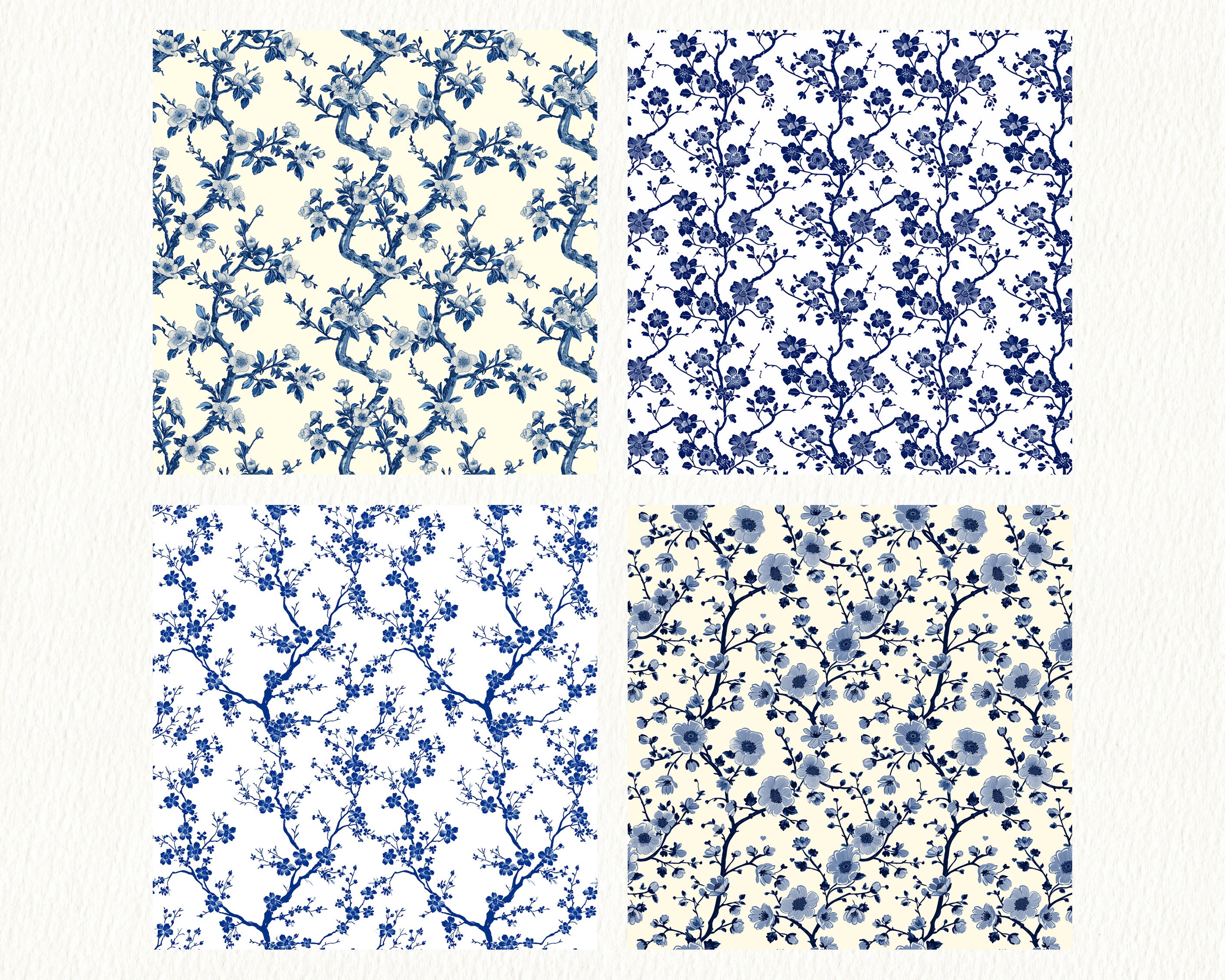 Floral Chinoiserie Pattern Seamless Digital Papers - Printable ...