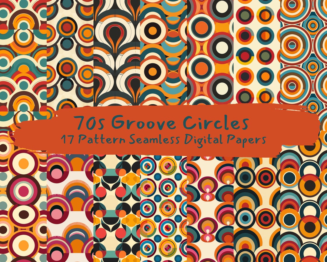 70s Groove Circles Pattern Seamless Digital Papers - Printable ...