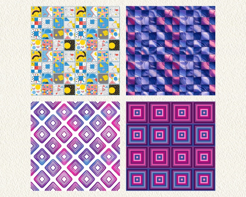 Vaporwave EDM Squares Pattern Seamless Digital Papers Printable ...