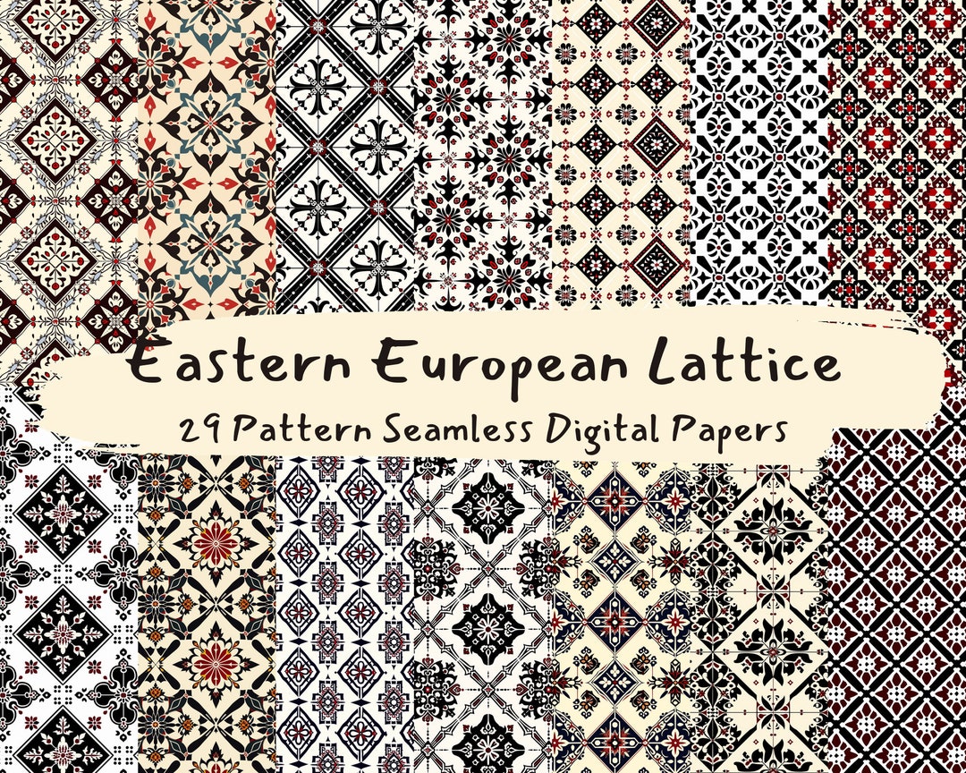Eastern European Lattice Pattern Seamless Digital Papers - Printable ...