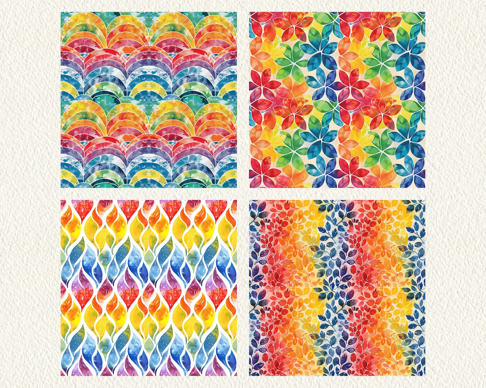 Rainbow Batik Pattern Seamless Digital Papers - Printable Scrapbook ...